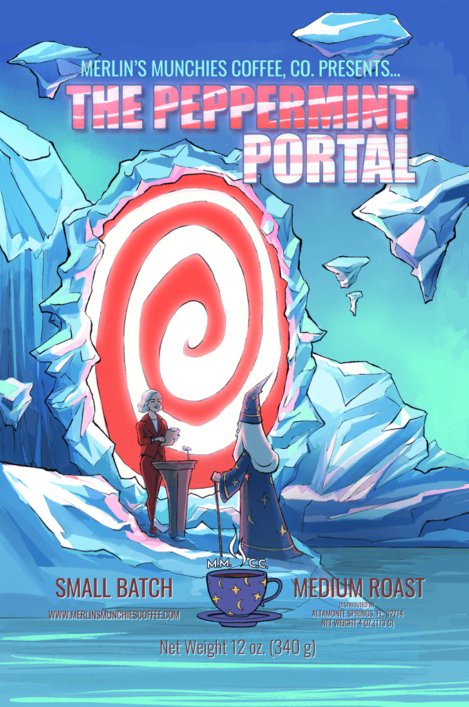 DECAF The Peppermint Portal 12oz – Merlin's Munchies Coffee Company